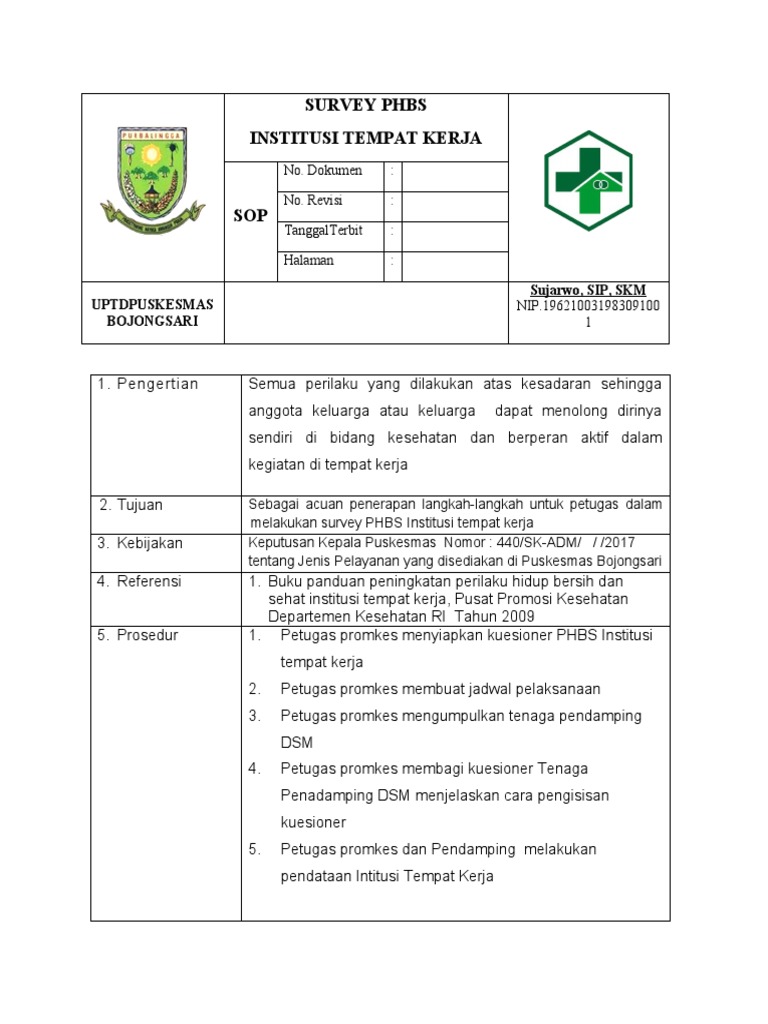 Sop PHBS Tempat Kerja | PDF