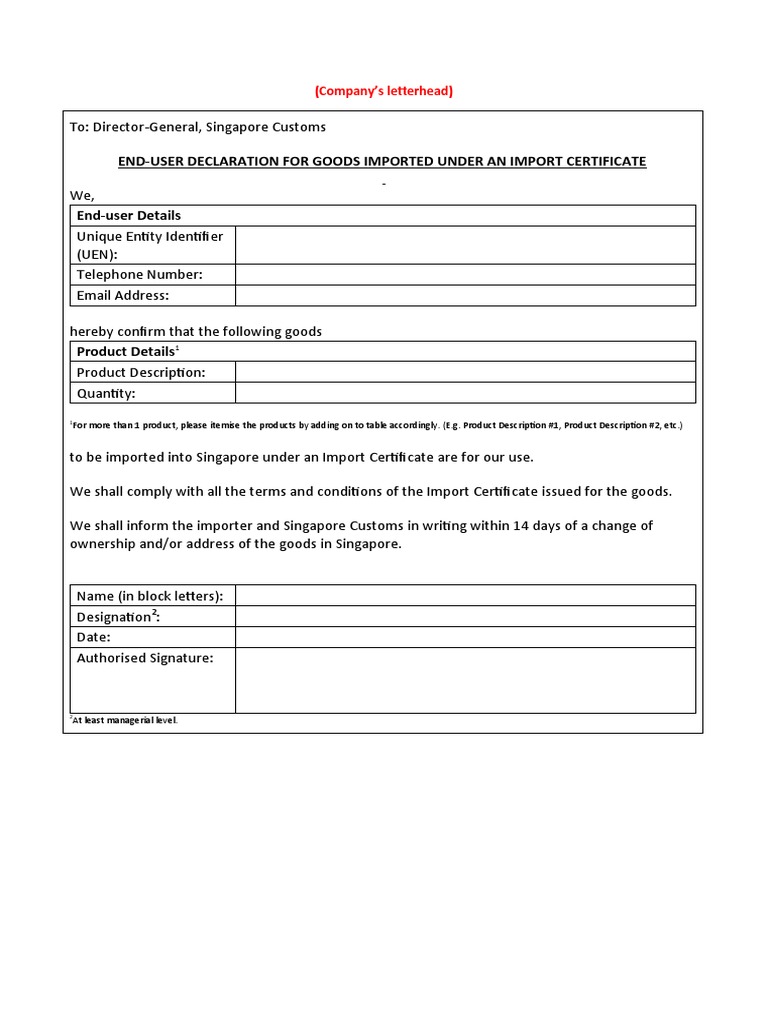 End-User Declaration Letter | PDF | Business