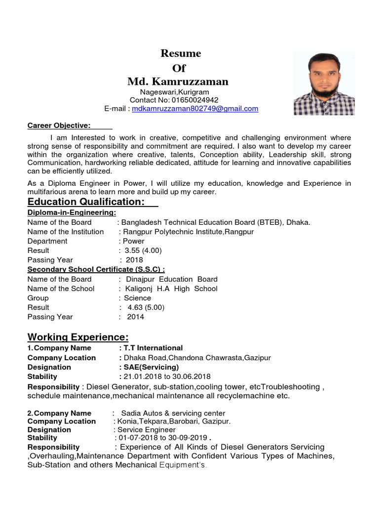 MD - Kamruzzaman CV | PDF