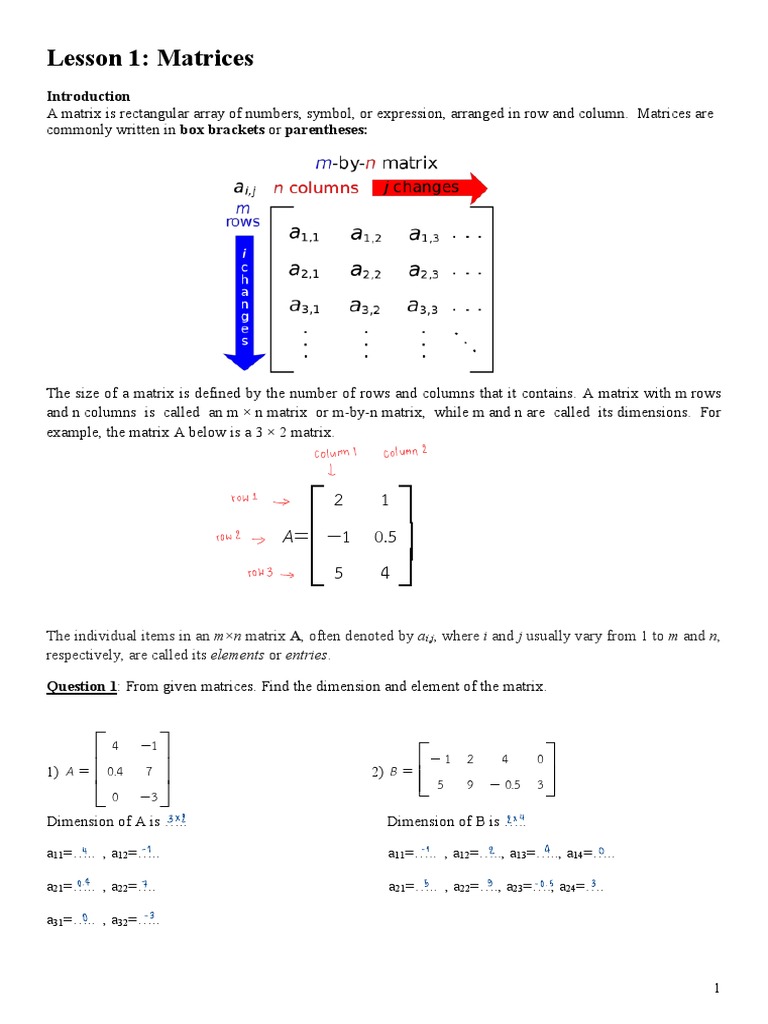 Lesson 1-8 | PDF | Matrix (Mathematics) | Operator Theory