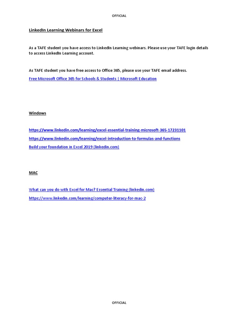 LinkedIn Learning Excel Webinars | PDF
