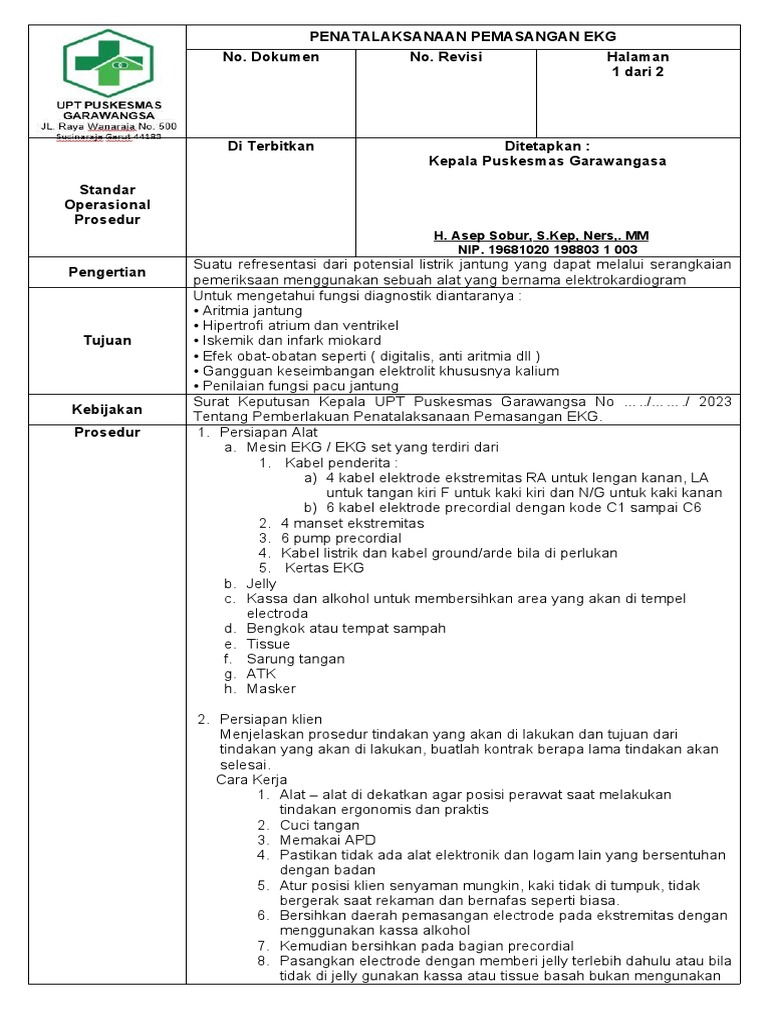 SOP Pemasangan EKG | PDF