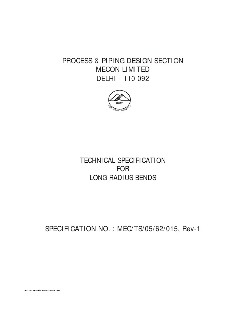TS - LR Bend | PDF | Pipe (Fluid Conveyance) | Specification (Technical Standard)