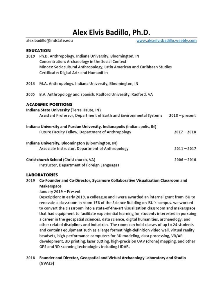 Academic CV: Dr. Alex Elvis Badillo | PDF | Geographic Information ...
