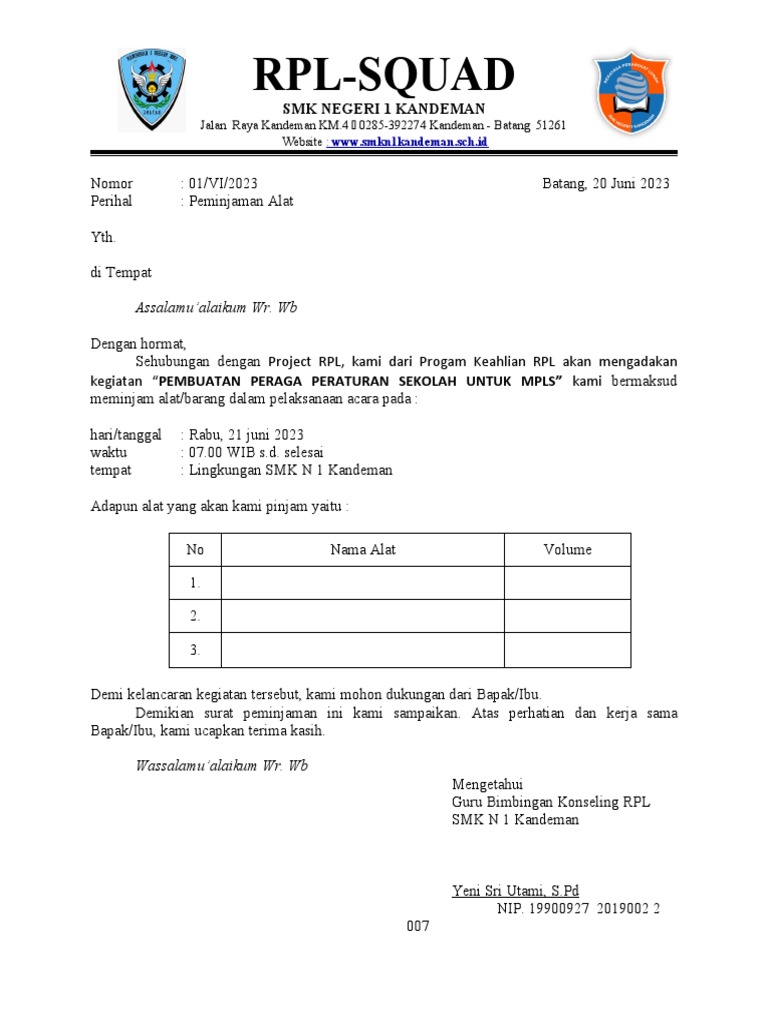 Surat Mentahan VSR | PDF