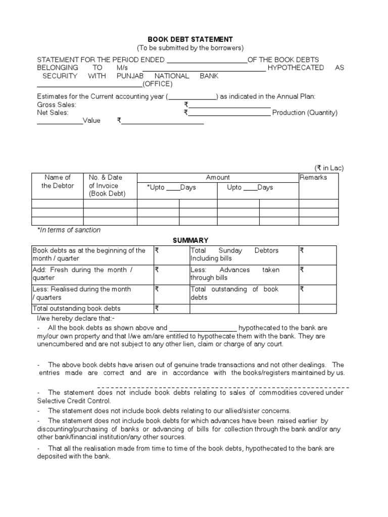 Bookdebtformat | PDF | Debt | Banks