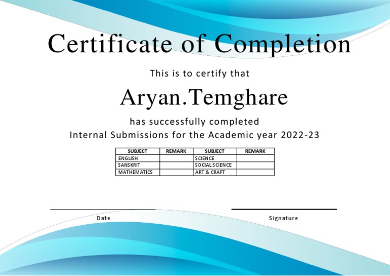 Aryan Certificate | PDF