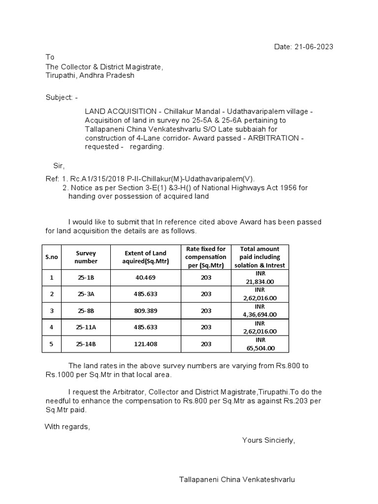 Letter To Rdo Gudur From TCV Dated 21.6.2023 | PDF | Economies | Government