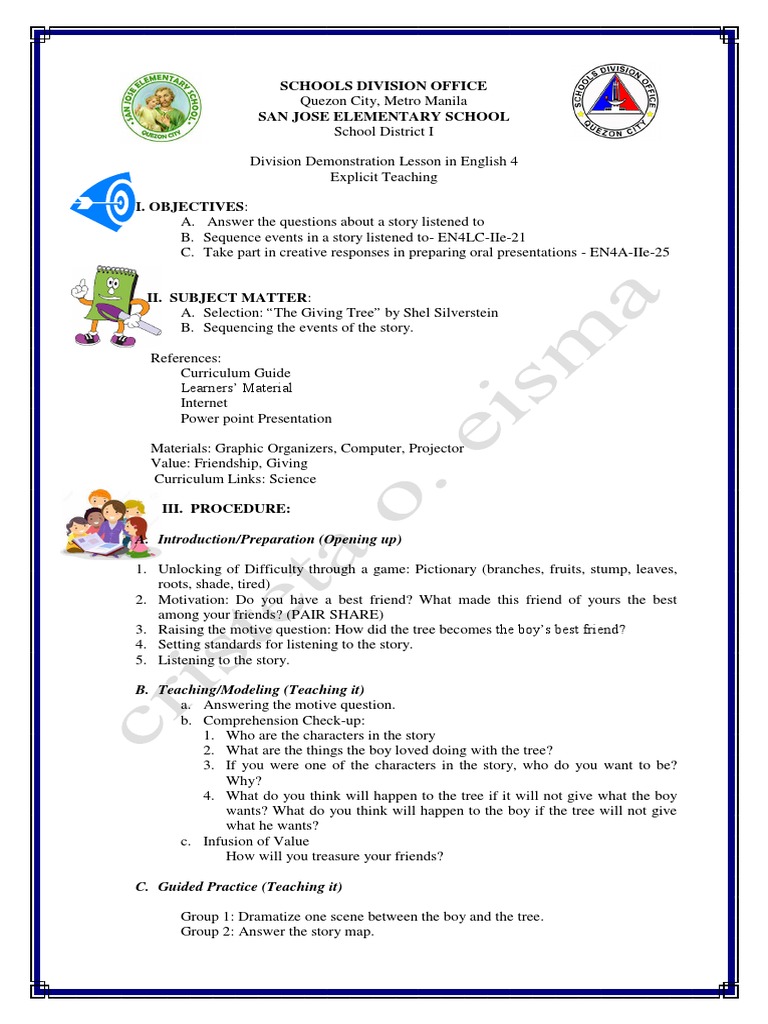 Sequencing of Events, The Giving Tree | PDF | Curriculum | Learning