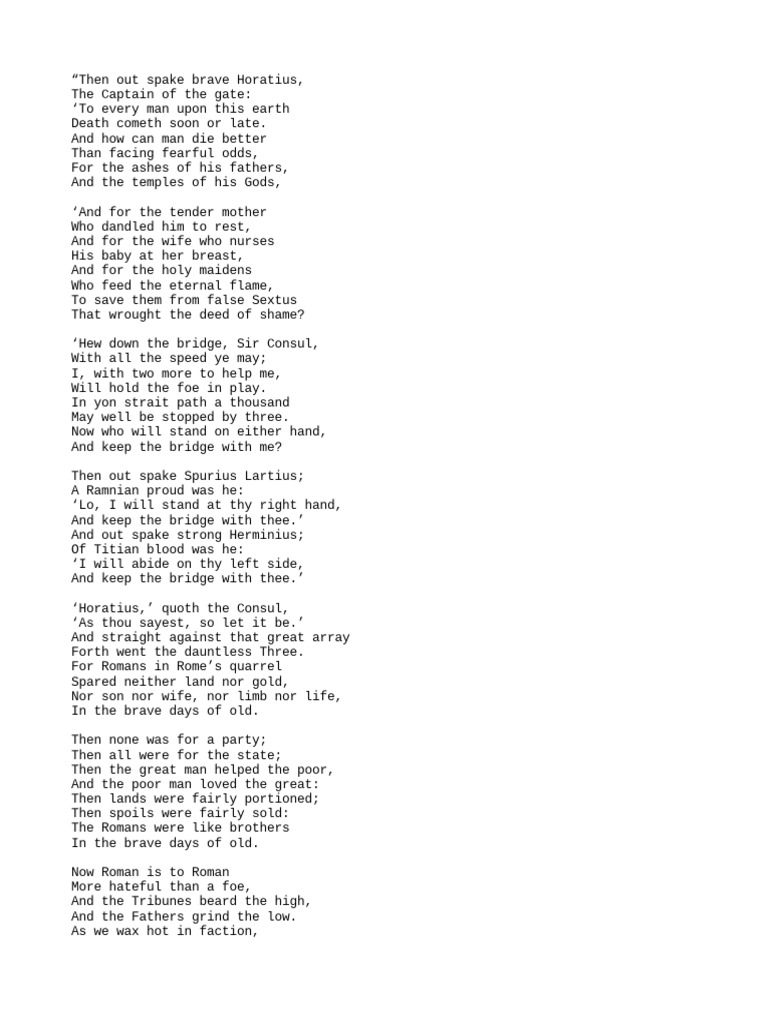 Brave Horatio - Thomas Babbington Macaulay | PDF | Law | History