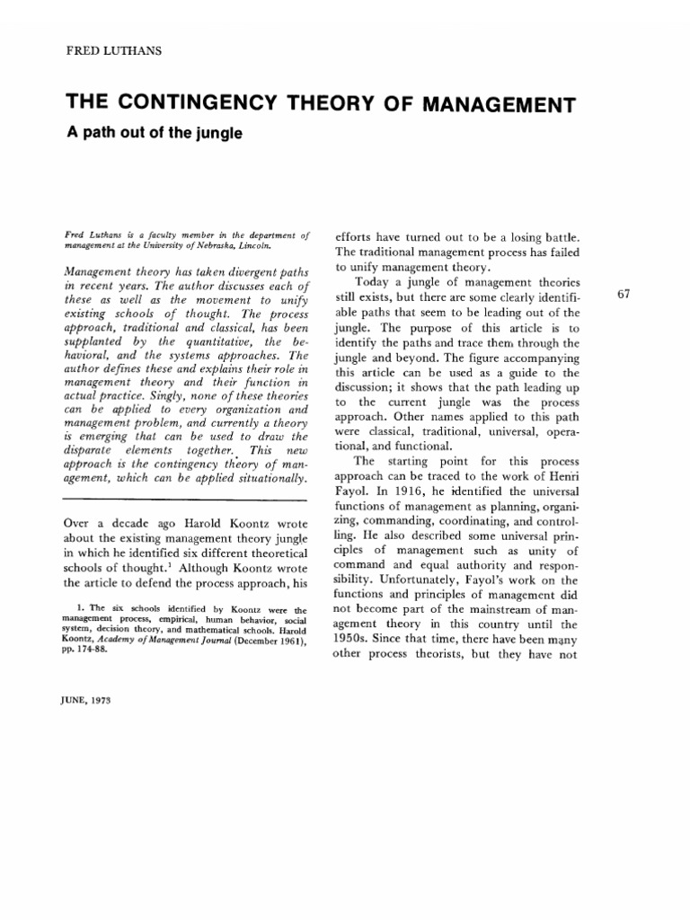 Contingency Theory Lutherans | PDF | System | Leadership