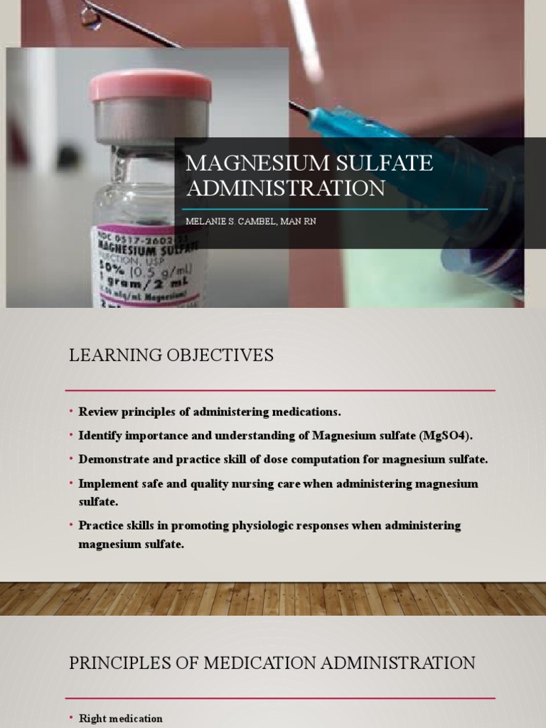 Magnesium Sulfate Administration | PDF | Intravenous Therapy | Dose ...