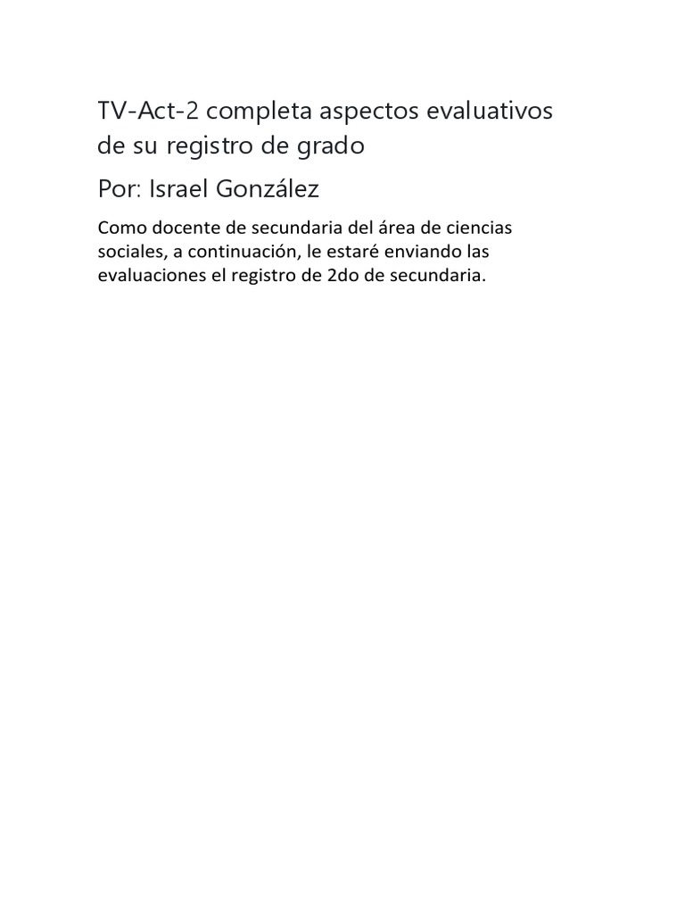 TV Acti 2 Completa Aspectos Evaluativos de Su Registro de Grado | PDF