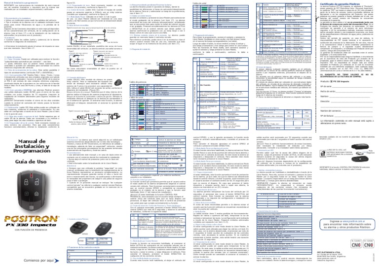 Manual Instalacion Alarma Positron PX 330 Impacto Zuk | PDF | Control ...