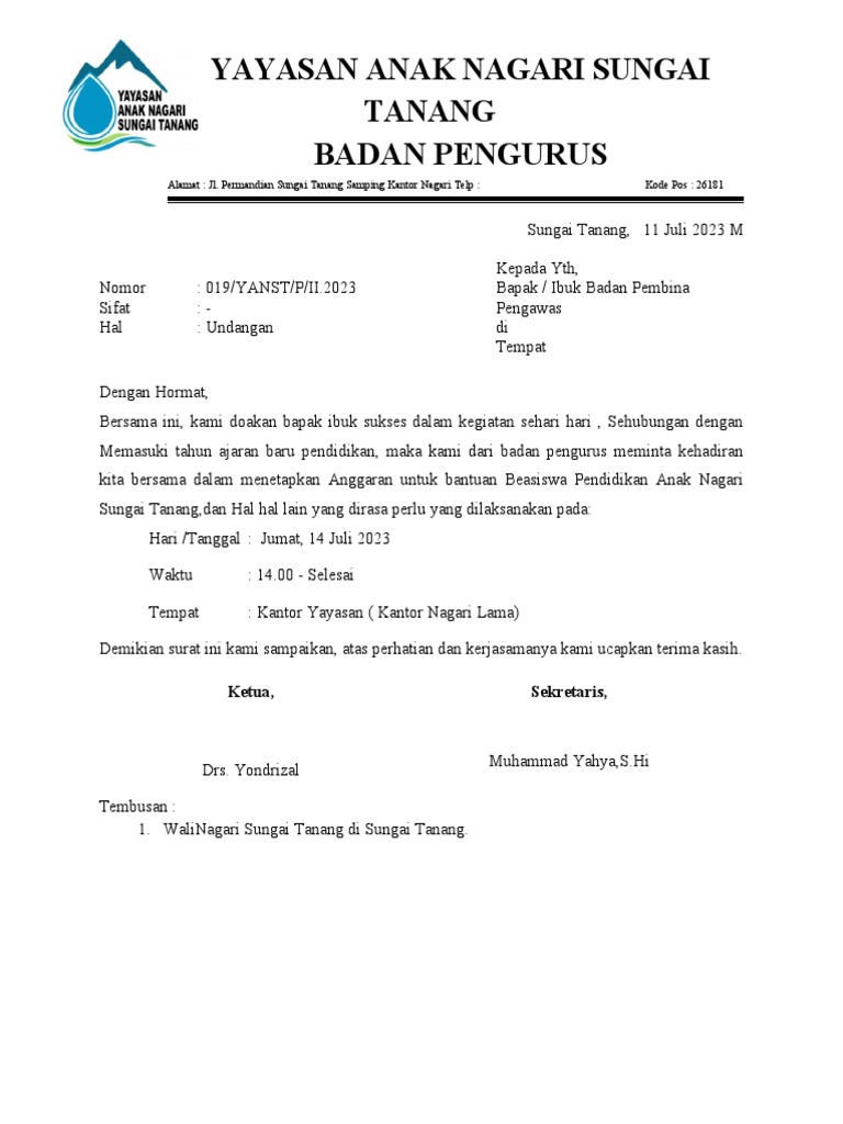 Surat Undangan Beasiswa | PDF