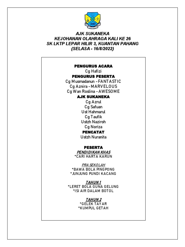 Ajk Sukaneka 2022 | PDF