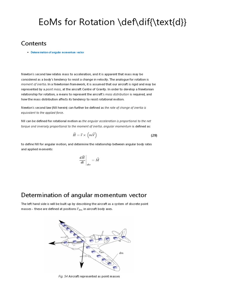 Angular Momentum in Aircraft Rotation | PDF | Rotation Around A Fixed ...