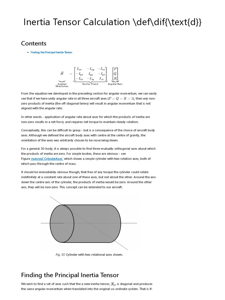 Inertia Tensor Calculation - ( - Def - Dif ( - Text (D) ) - ) - Aircraft Flight Mechanics by ...