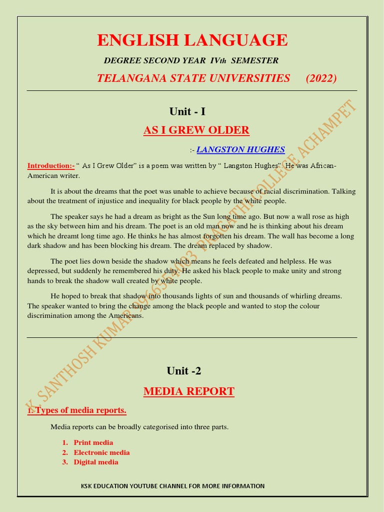 Degree 4th Semester English 2022 COLOR | PDF | Information | Books
