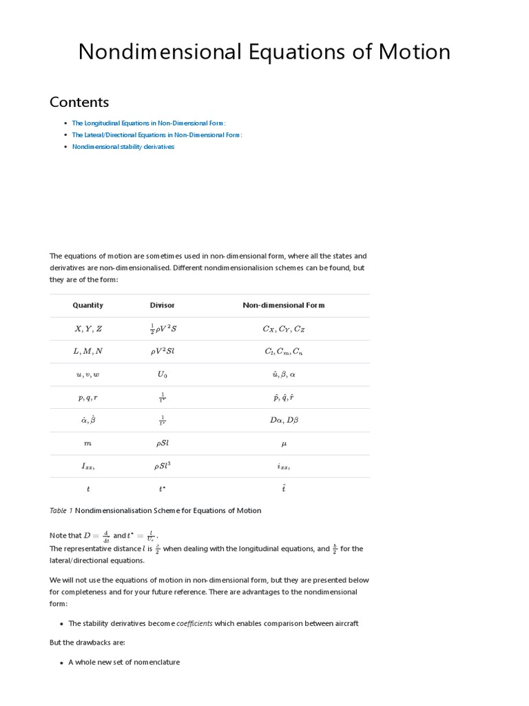 Nondimensional Equations of Motion - Aircraft Flight Mechanics by Harry ...