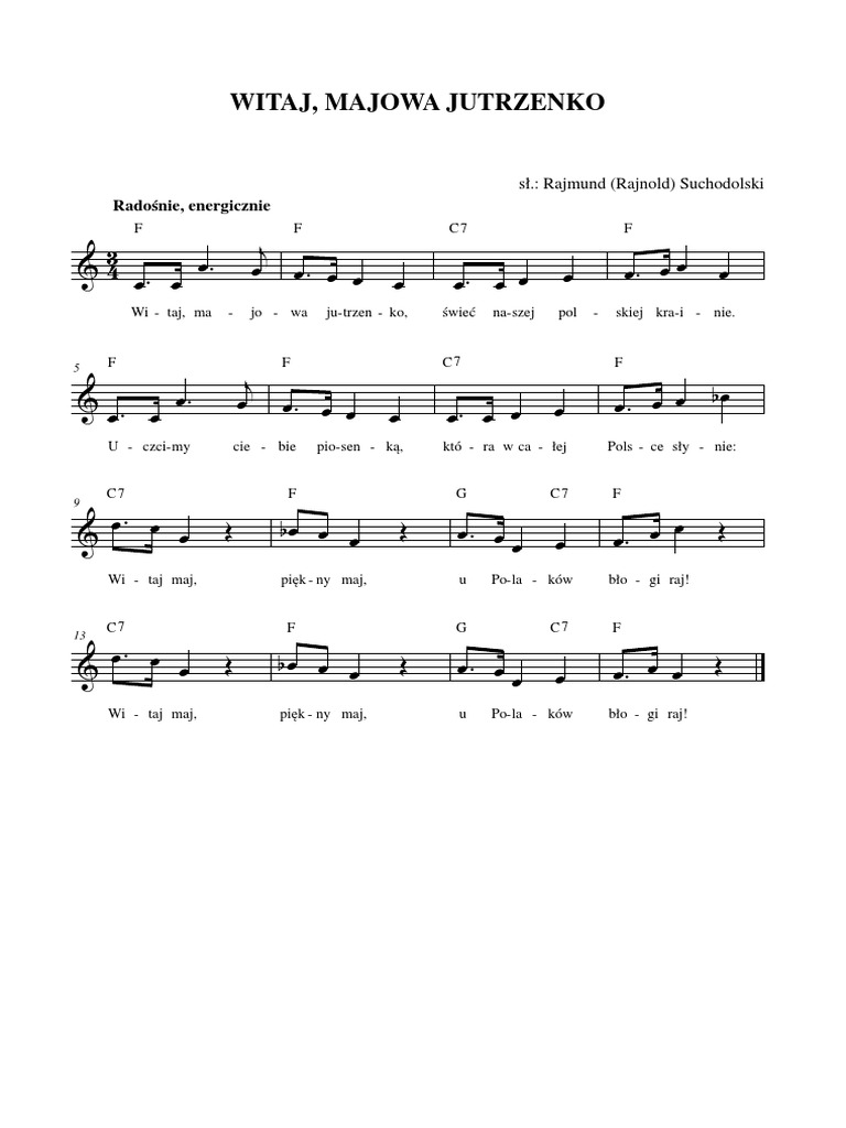 Witaj, Majowa Jutrzenko (Nuty) | PDF