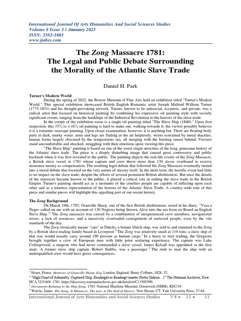 The Zong Massacre 1781: The Legal and Public Debate Surrounding The ...