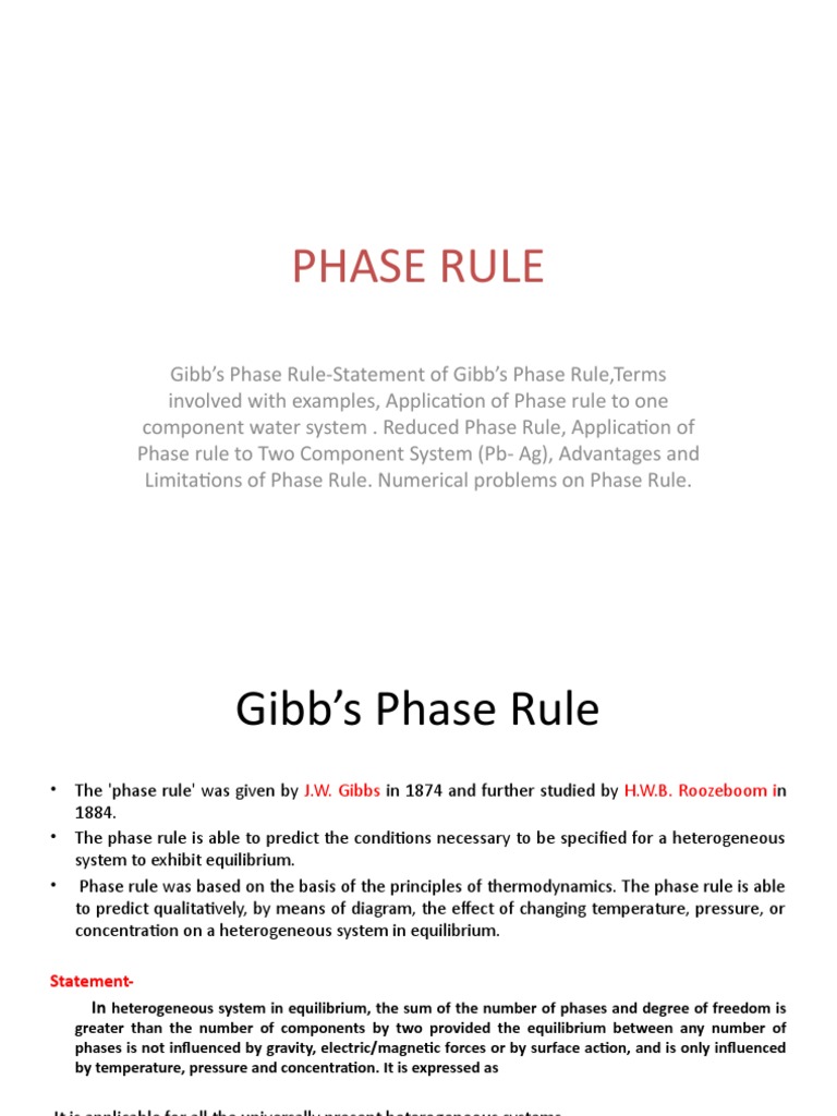 Phase Rule | PDF | Phase Rule | Phase (Matter)