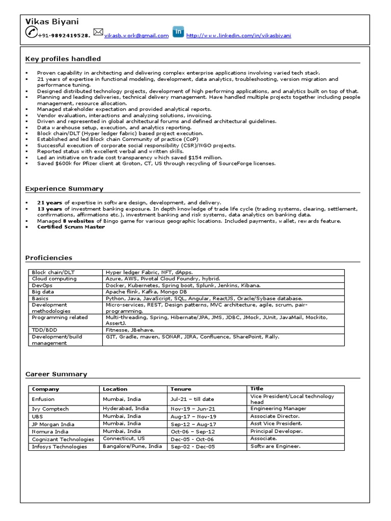 Vikas Biyani - Resume - 2 | PDF | Cloud Computing | Analytics