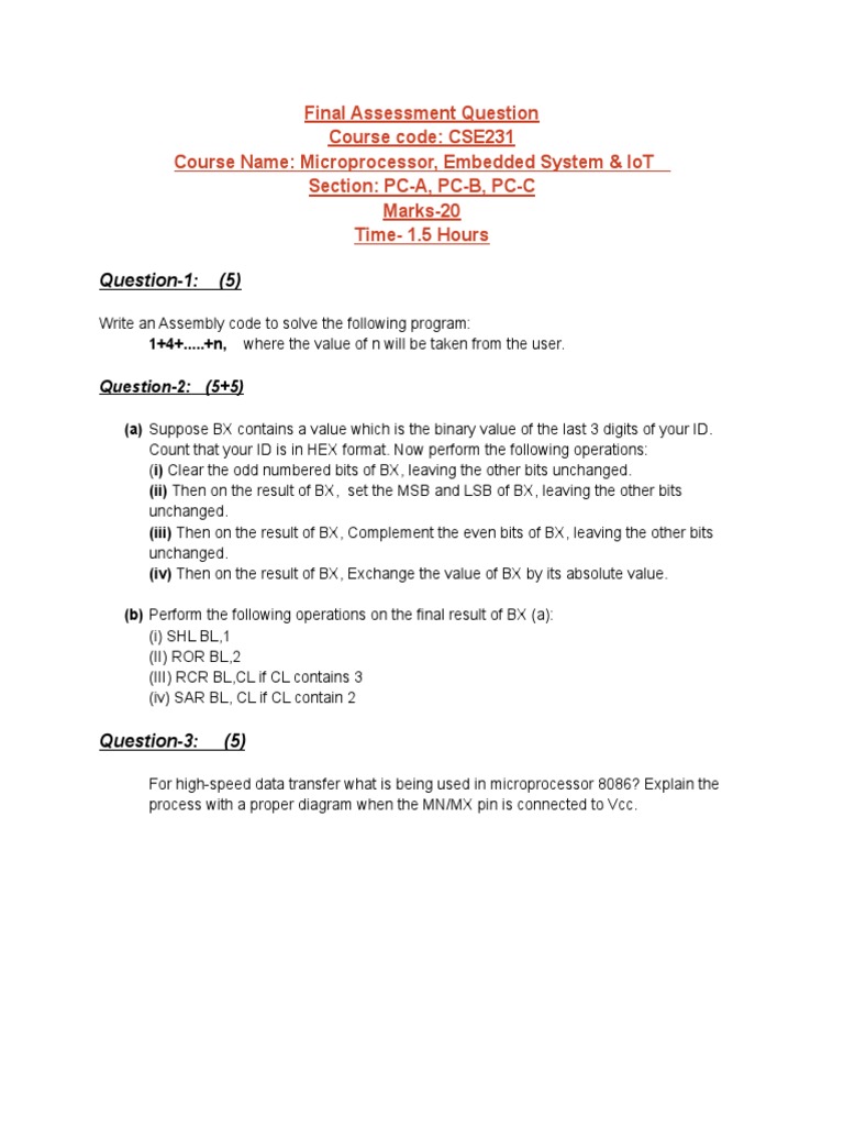 CSE231 SP21 FinalQues | PDF