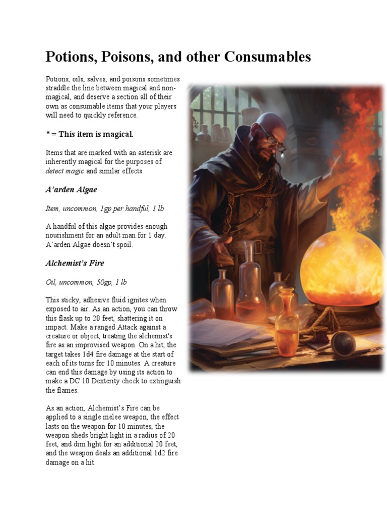 Potions and Poisons Reference Guide | PDF | Poison | Fires