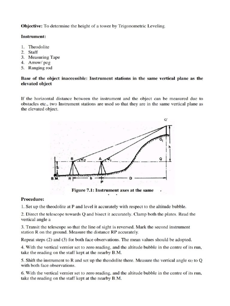 Lab 05 Trigonometric Leveling | PDF Lab 05 Trigonometric Leveling | PDF