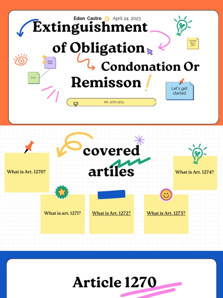 Condonation of Debt: Articles 1270-1274 | PDF | Debt | Creditor