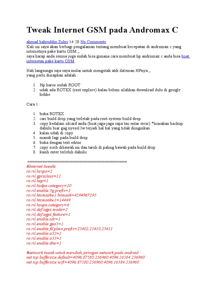 Tweak Internet GSM pada Andromax C | PDF