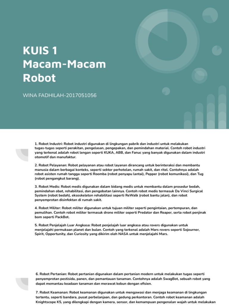 KUIS 1 Macam-Macam Robot | PDF