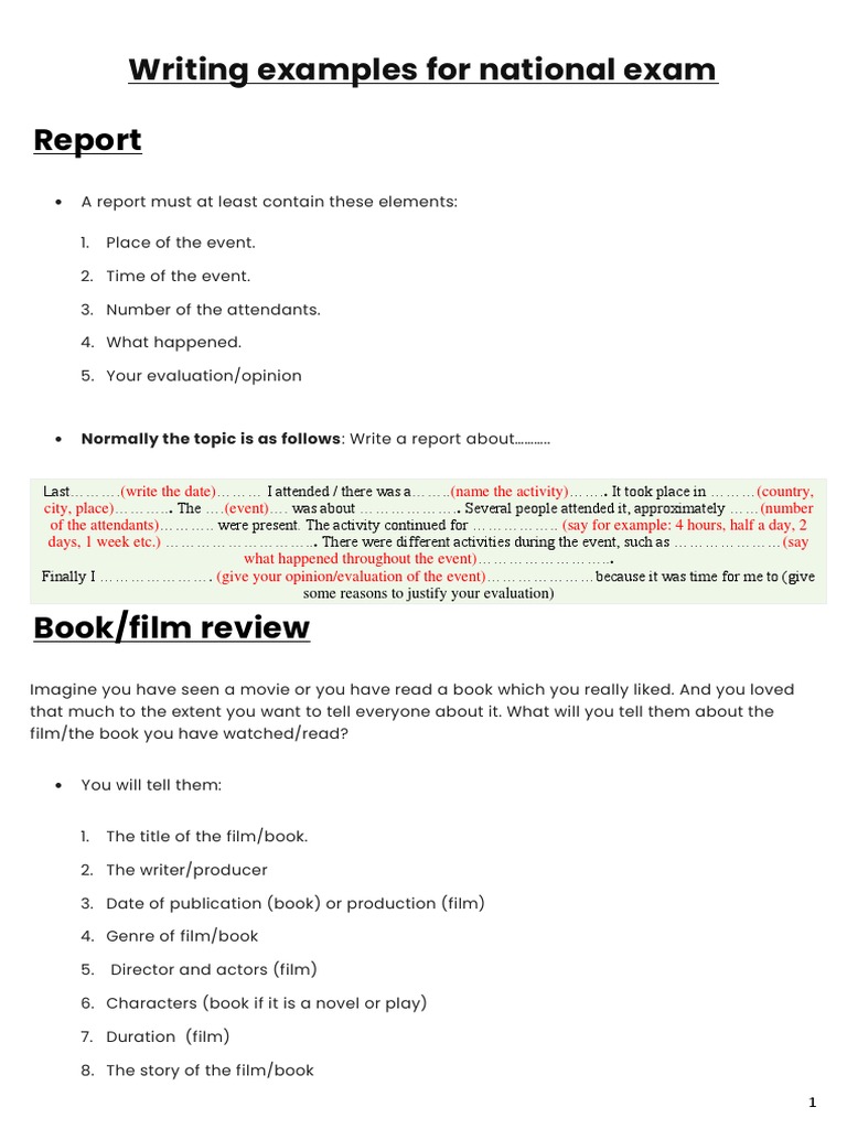 Writing Examples For National Exam | PDF | Argument | Essays