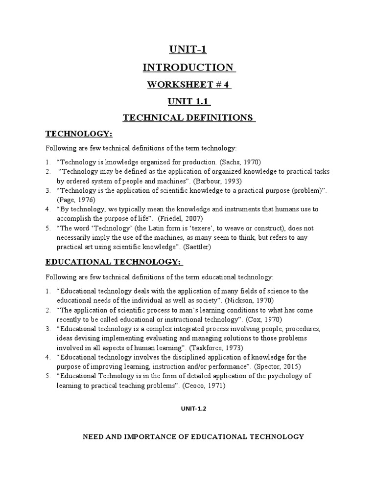 Unit 1. Educational Technology | PDF | Educational Technology | Curriculum