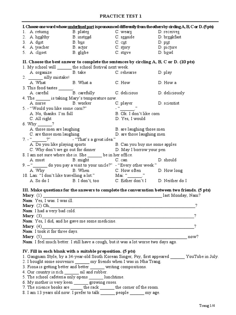 Practice Test 1 | PDF
