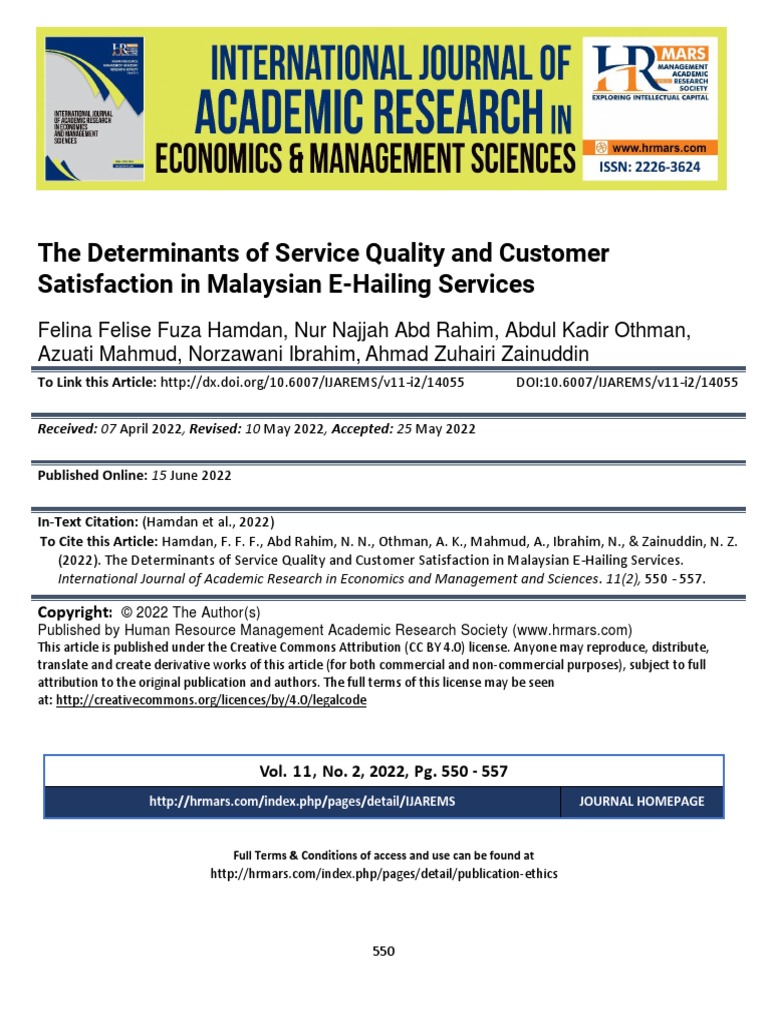 The Determinants of Service Quality and Customer Satisfaction in ... The Determinants of Service Quality and Customer Satisfaction in ...