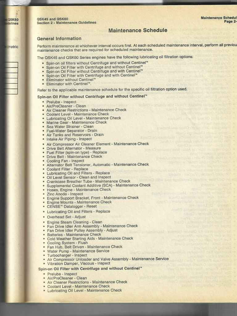 Maintenance Schdule General Information | PDF