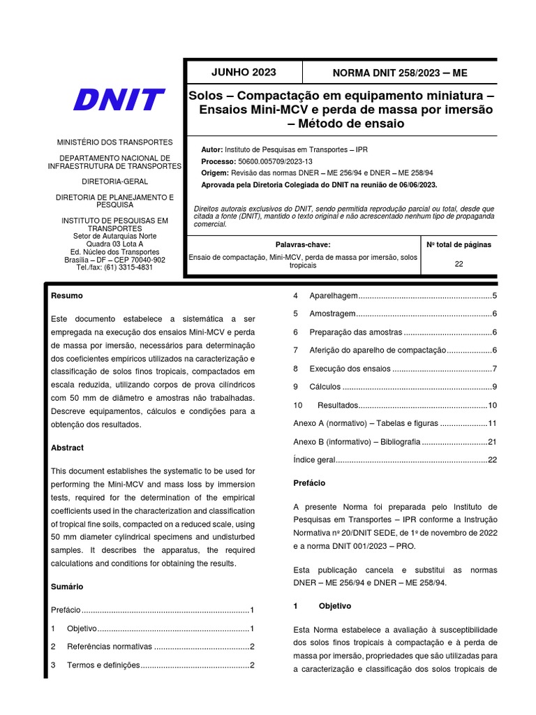 Dnit 258 2023 Me | PDF | Umidade | Massa