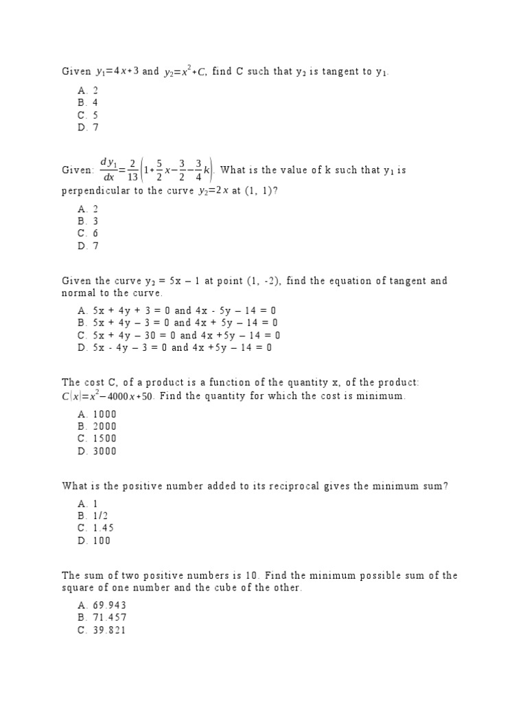 MESL - Differential Calculus 2 | PDF | Tangent | Curvature