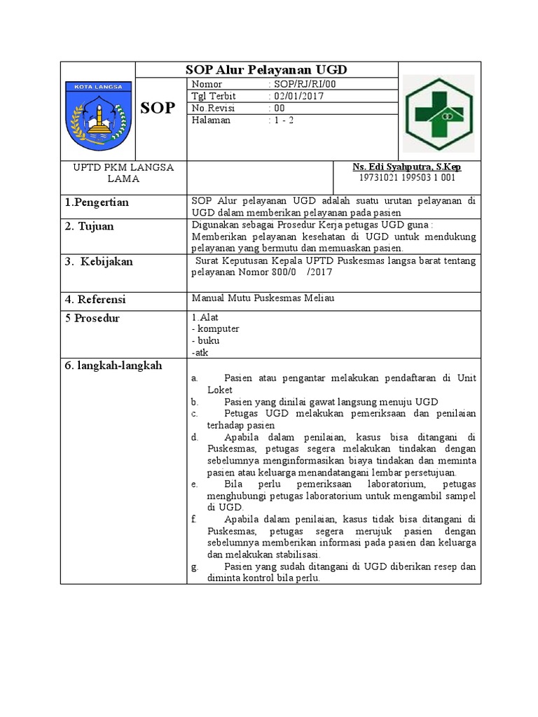 354327216-Sop-Alur-Pelayanan-Igd | PDF