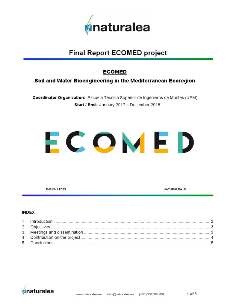 Final Report ECOMED Project | PDF | Soil | Earth Sciences