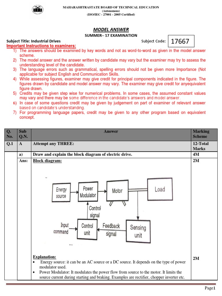 Model Answer for Industrial Drives Exam | PDF | Power Inverter ...