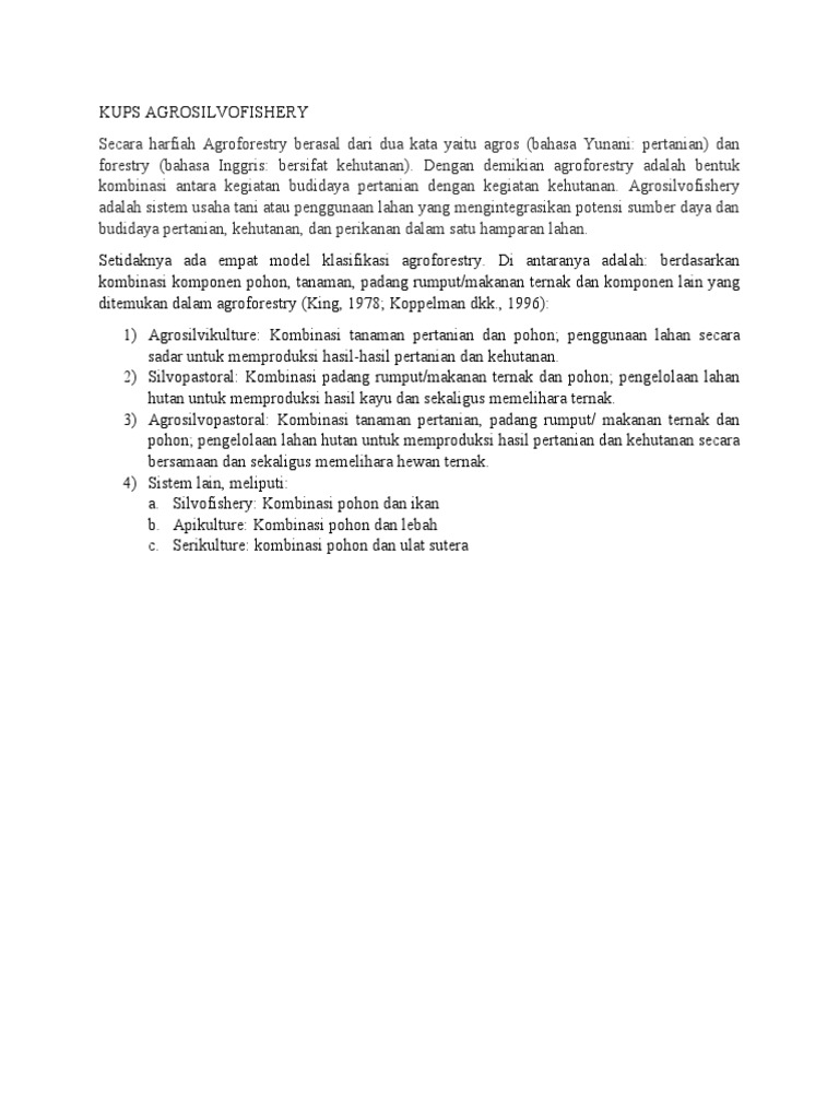 Sistem Agrosilvofishery dan Agroforestri | PDF | Sains & Matematika ...