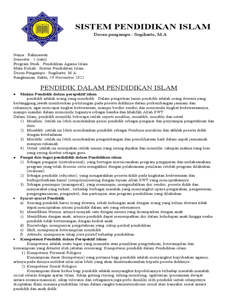 Sistem Pendidikan Islam | PDF