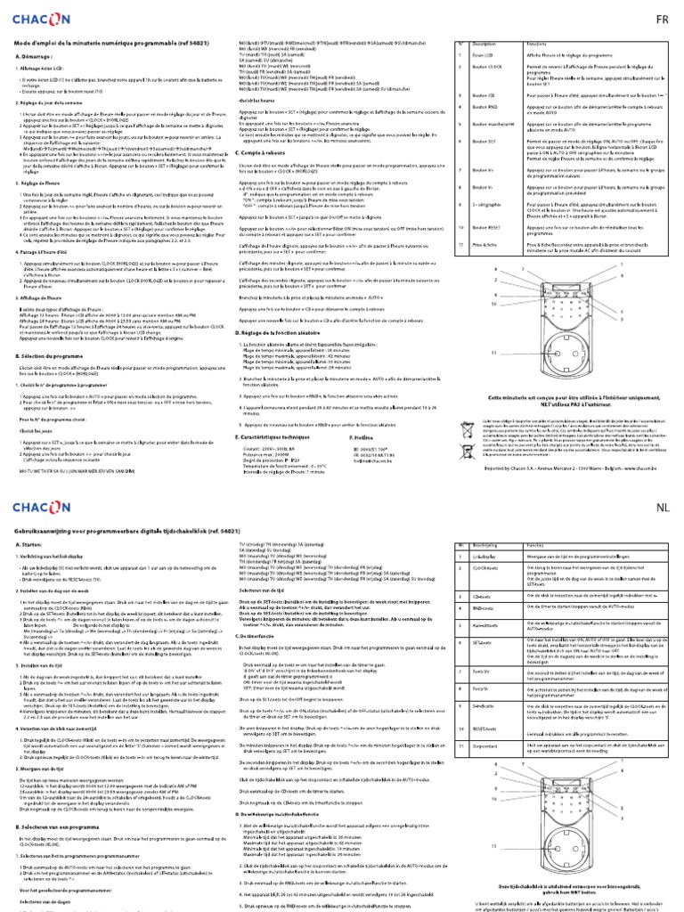 Timer Chacon 54021 | PDF