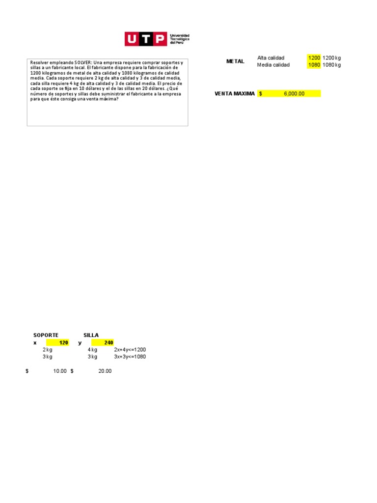 Semana 15 - Excel - Optimización Utilizando Excel Con Herramienta SOLVER | PDF
