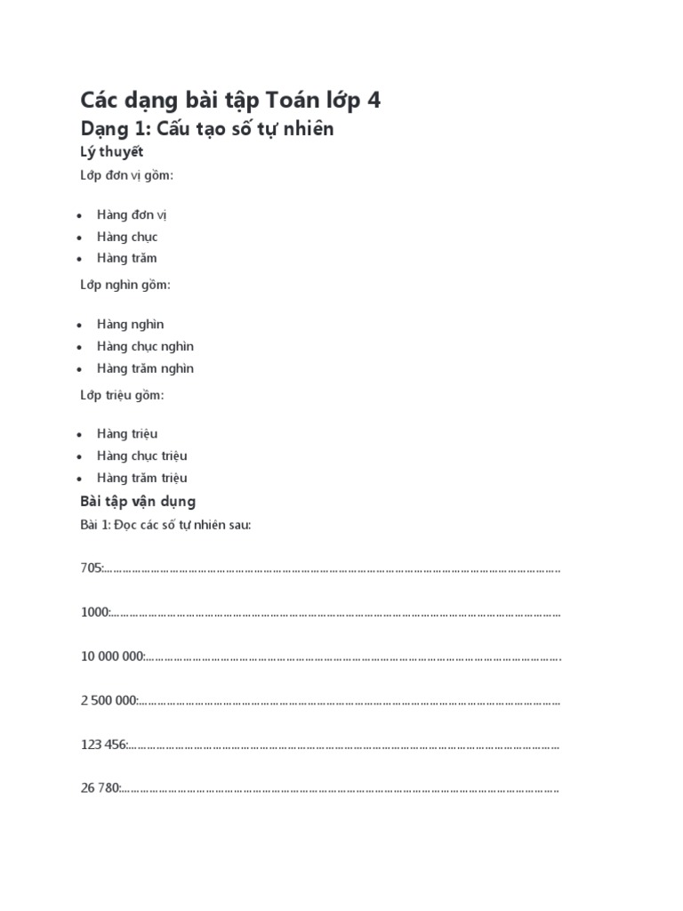 Các D NG Toán L P 4 | PDF