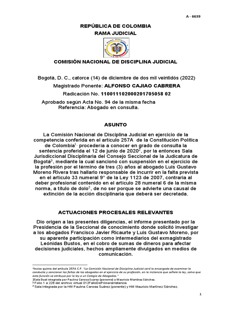 Decisión de La Comisión de Disciplina Judicial | PDF | Fiscal ...